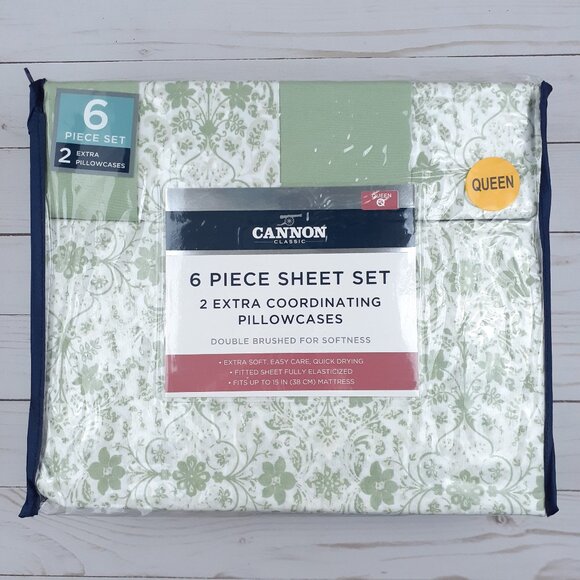 Cannon | Bedding | Cannon Queen Size Sheets 6 Piece Set Green White ...